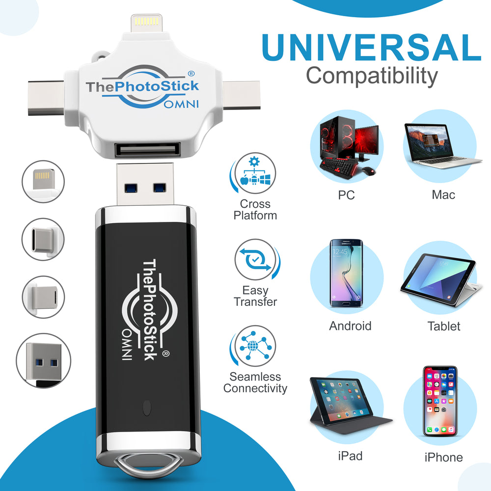 ThePhotoStick Omni 128GB – Photo & Video Backup USB Drive