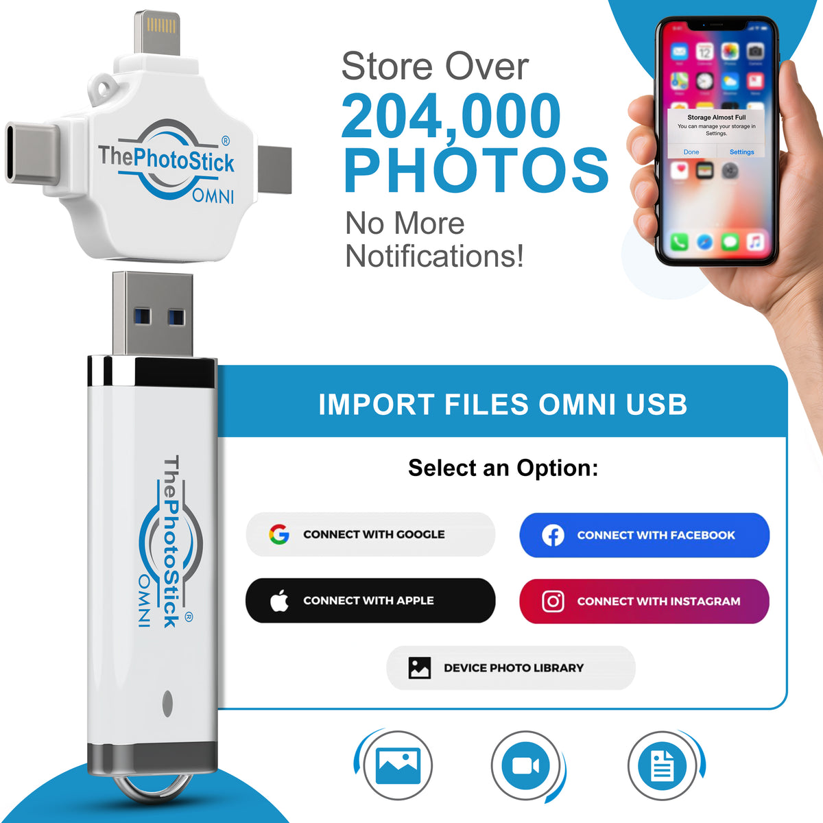 ThePhotoStick Omni 64GB – Photo & Video Backup USB Drive