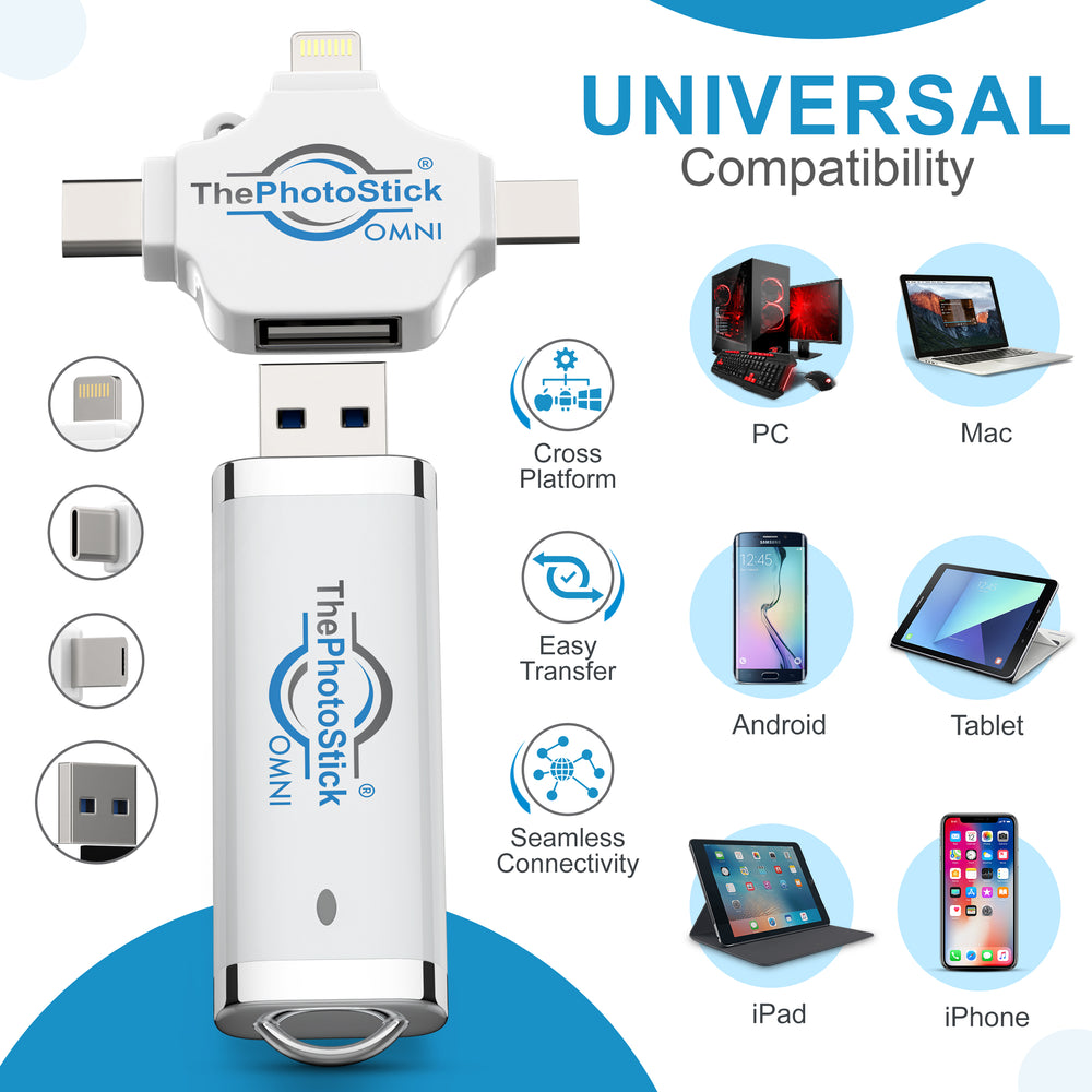 ThePhotoStick Omni 64GB – Photo & Video Backup USB Drive