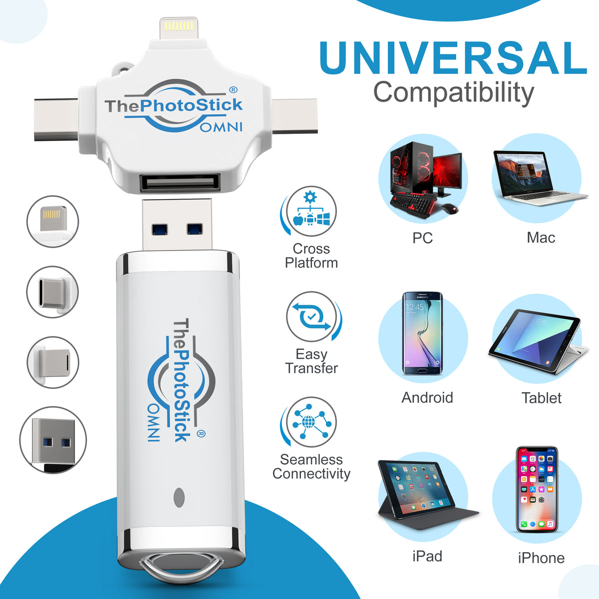 ThePhotoStick Omni 64GB – Photo & Video Backup USB Drive